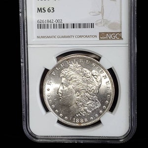 1886 MS 63 Silver Morgan Dollar, NGC MS 63 Silver Coin . Blast White ...