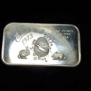 1973 Easter 1 Ounce .999 Silver Art Bar Lot134. Silver Vintage Art Bar ...