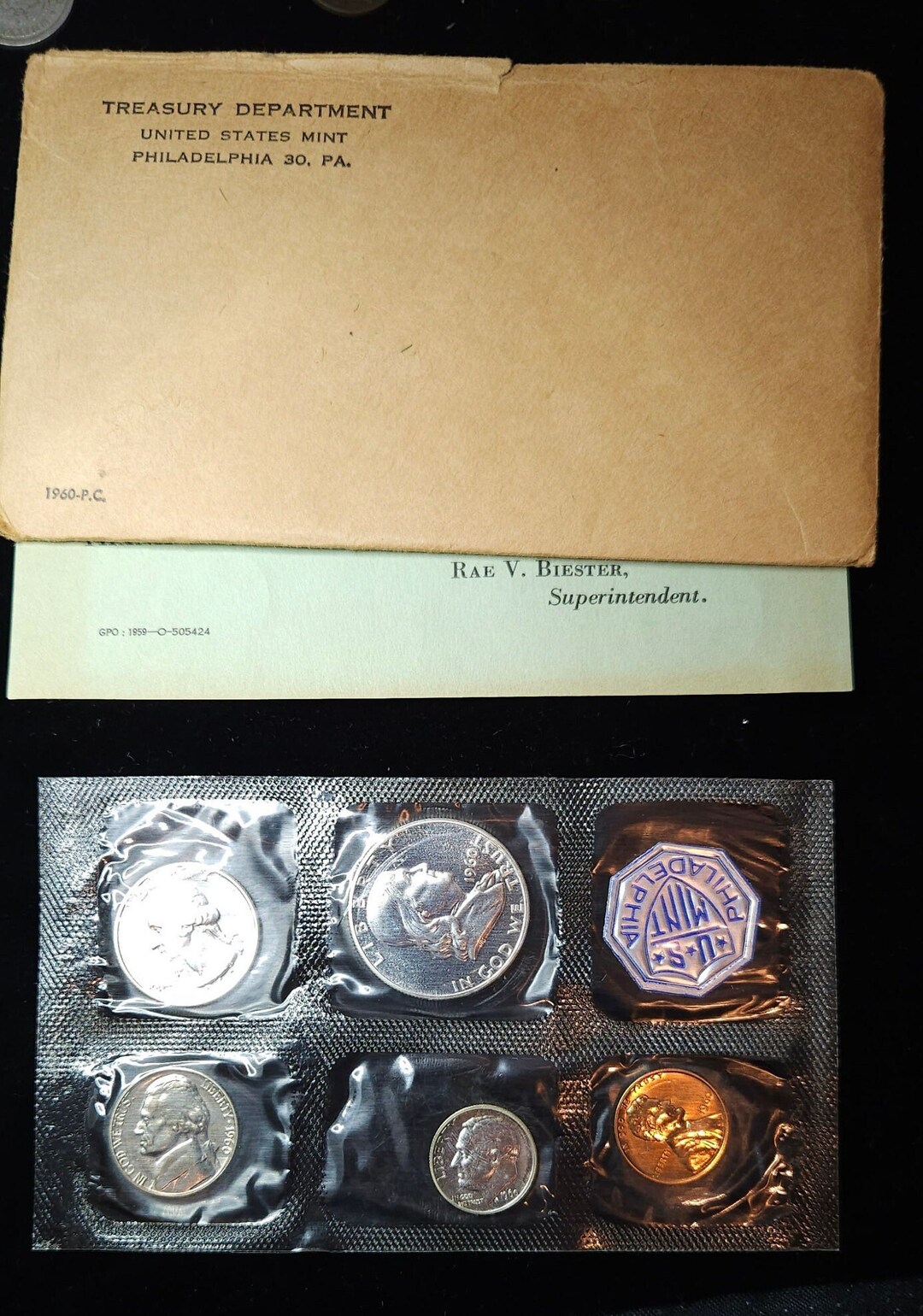 1960 Silver Proof Mint Set With Original Government Envelope - Lot # 98 ...