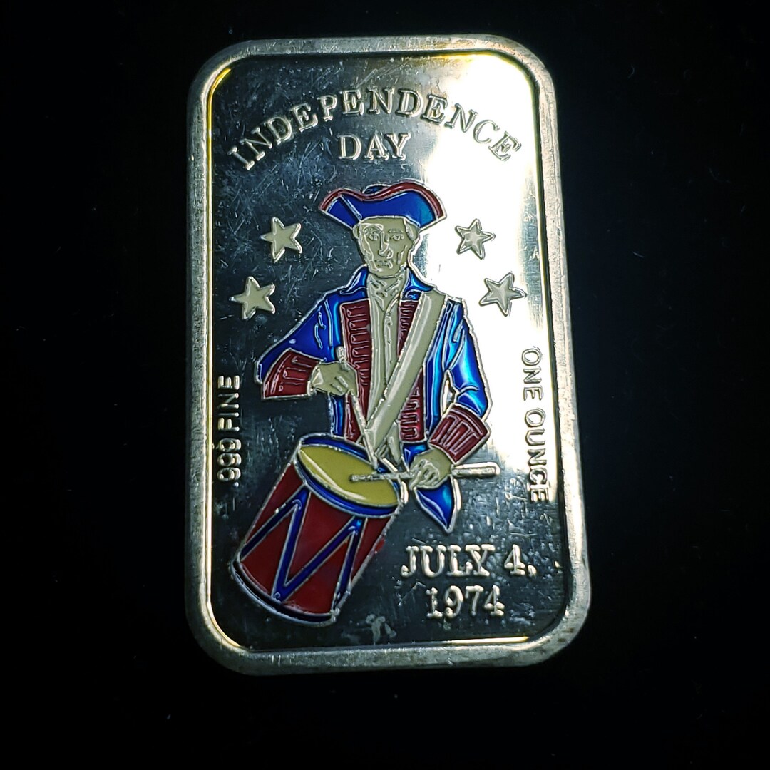 Independence Day July 4th, 1974 999 Silver Art Bar Enameled Rare ...