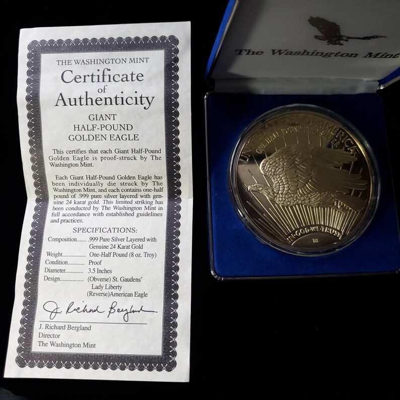 1995 8 Ounce 999 Silver Walking Liberty 24kt Gold Plated. - Etsy