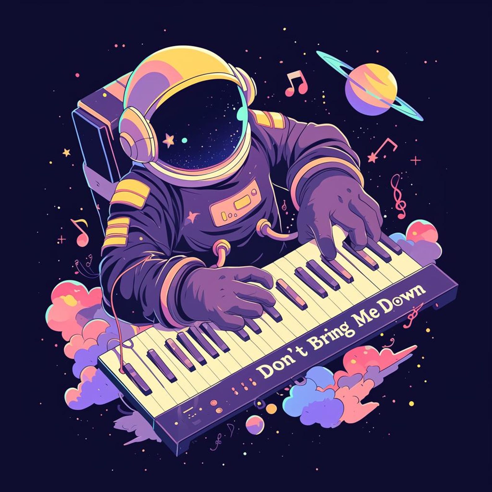 Digital Art PNG High Res Space Keyboard ELO Inspired Astronaut on Dark ...