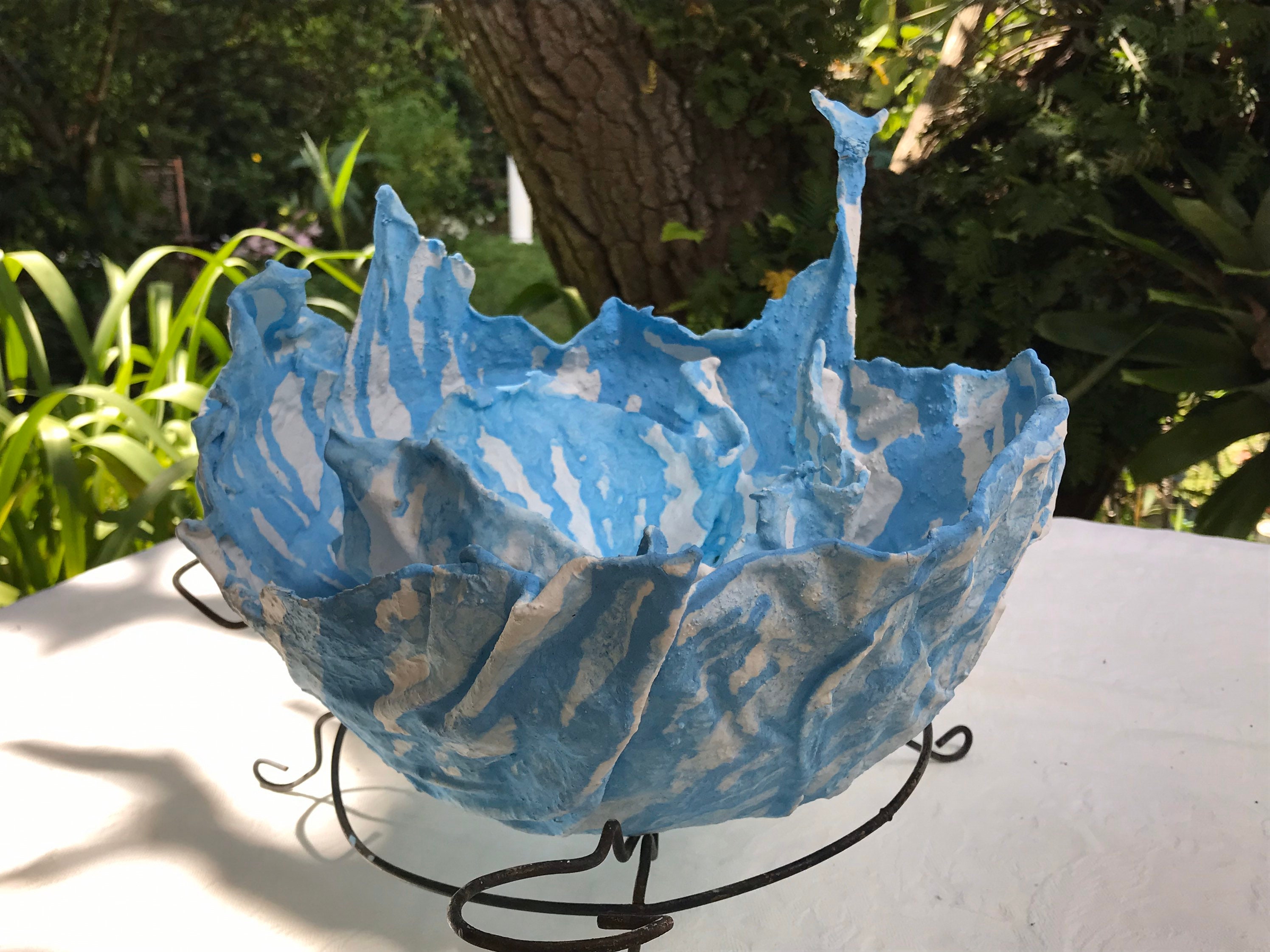 Blue Bowl Design 12Inch Hand-Made Indoor out Original Art | Etsy