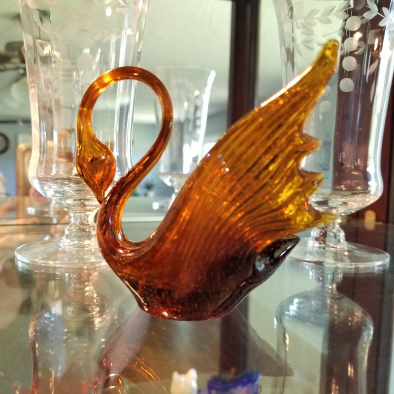 Glass Swan - Etsy