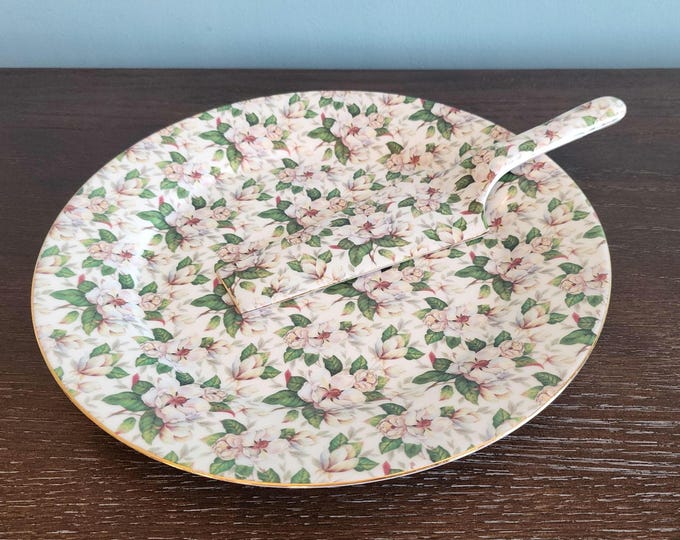 Magnolia Chintz Cake Plate and Server by Baum Brothers Formalities - Etsy