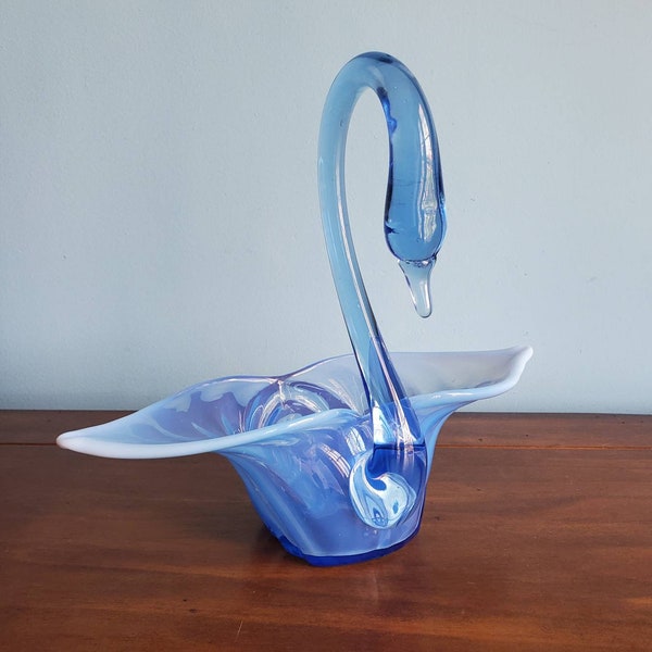 Blue Glass Swan - Etsy