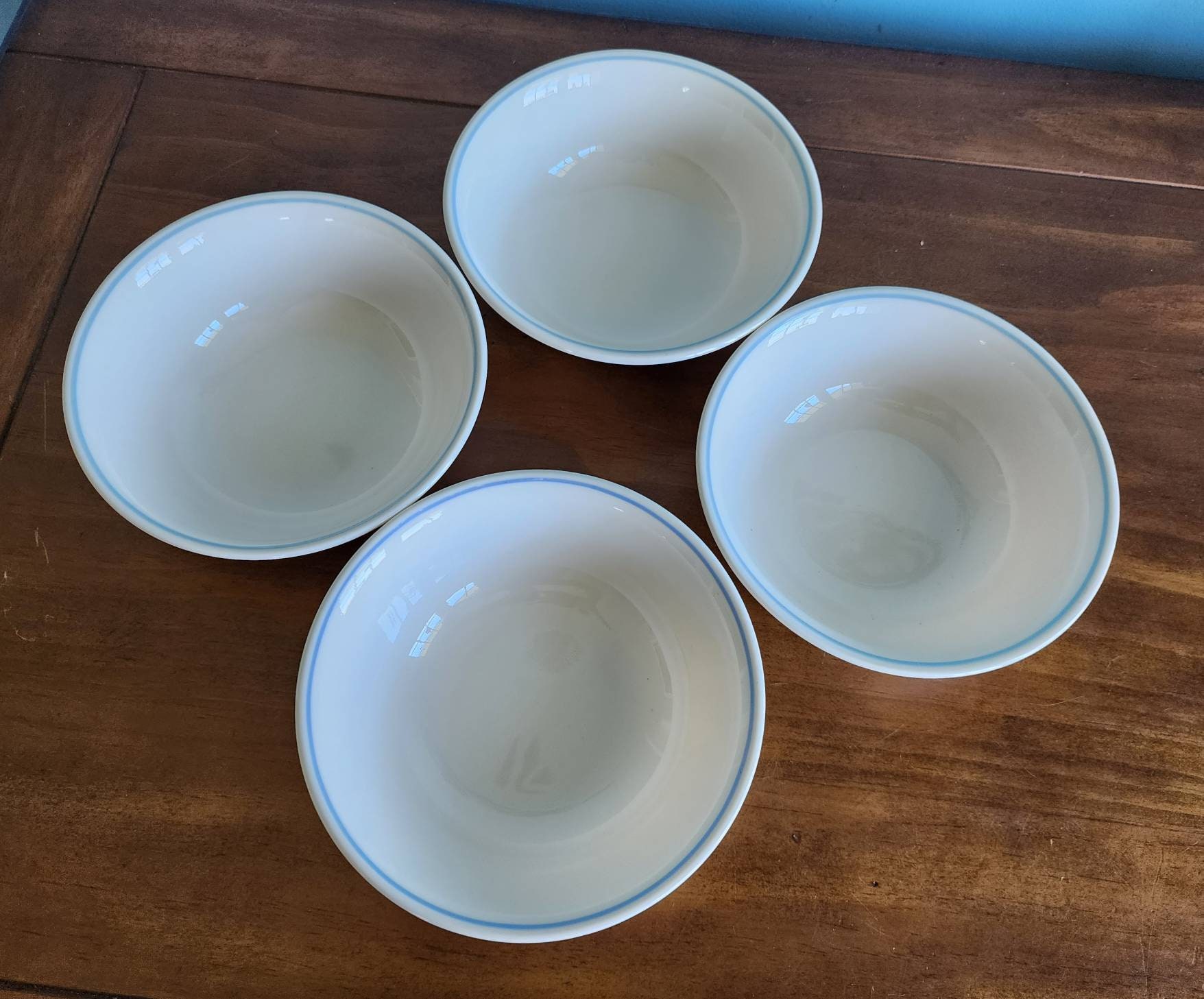 Corelle Blue Rim Cereal Bowl Set of Four - Etsy