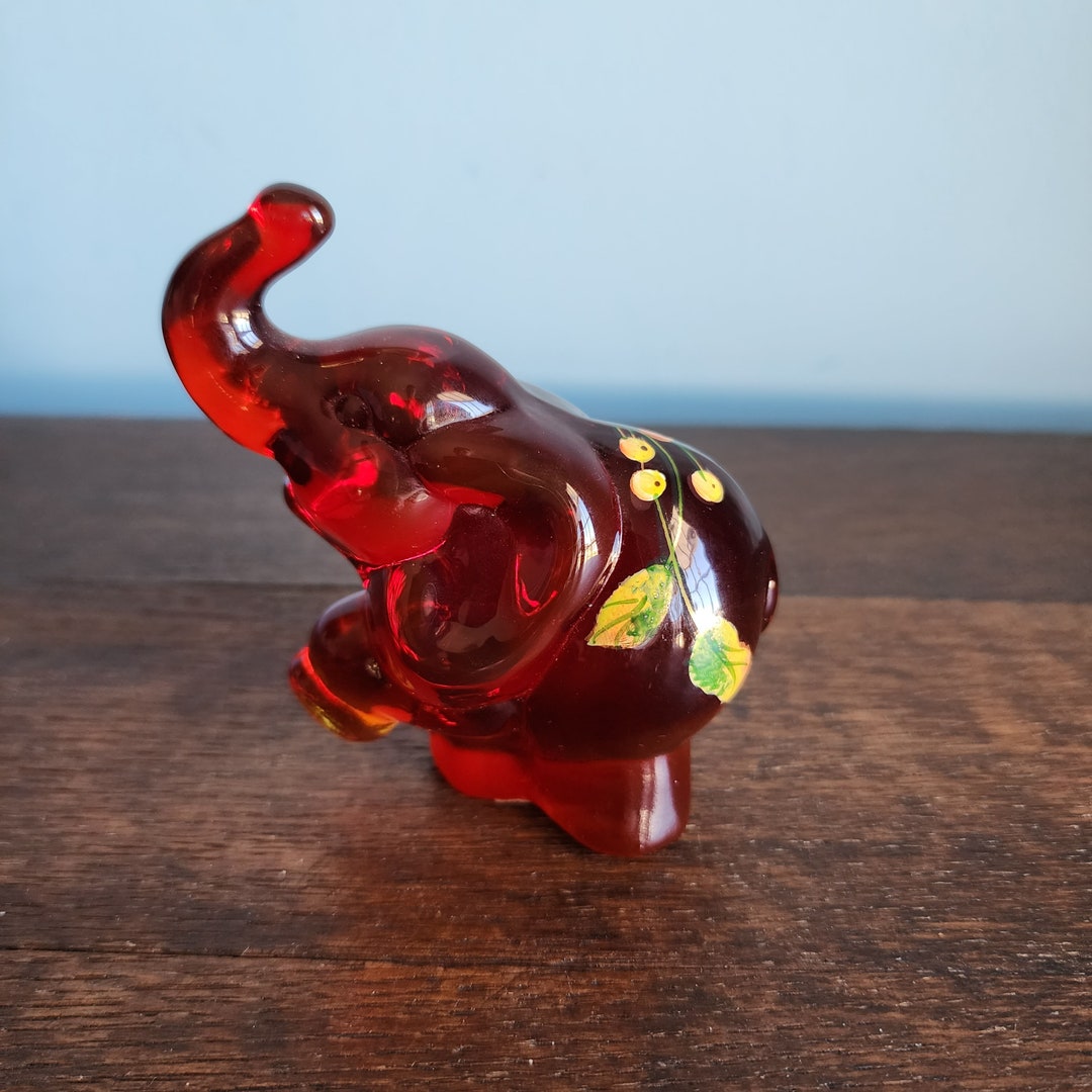 Fenton Glass Red Elephant Figurine Hand Painted - Etsy