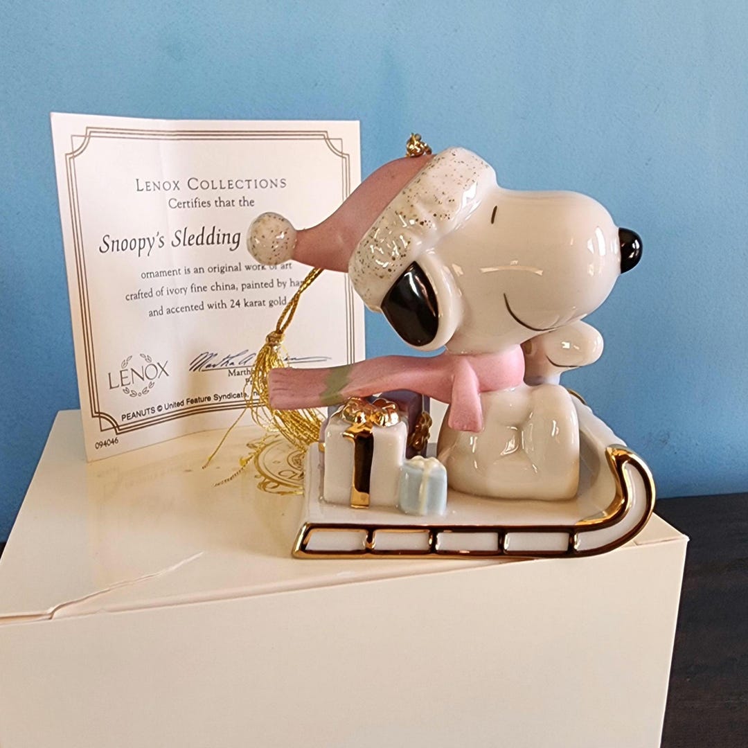 Vintage Lenox Snoopy's Sledding Adventure Christmas Holiday Ornament - Etsy