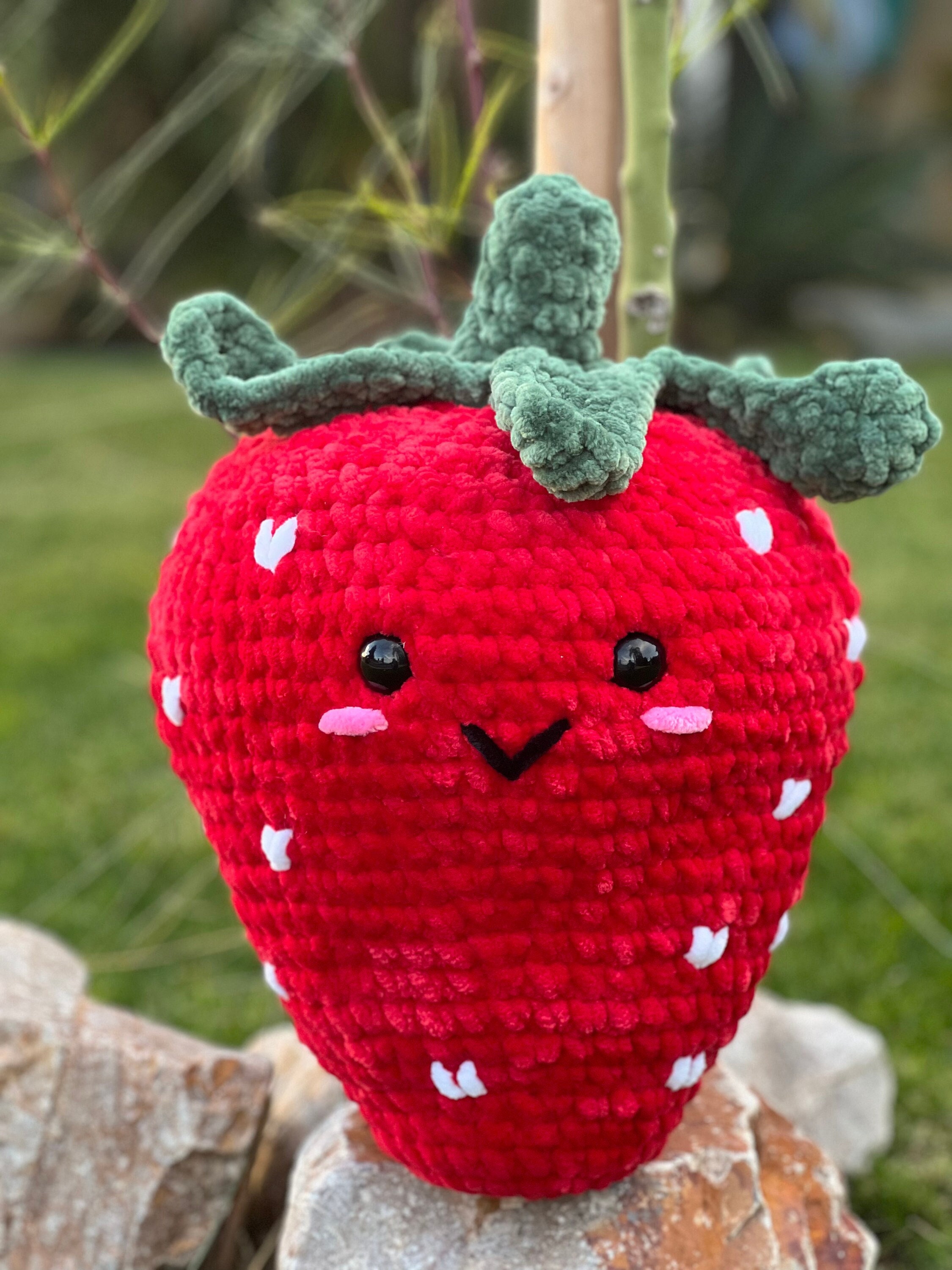 Jumbo Crochet Strawberry Plushie - Etsy