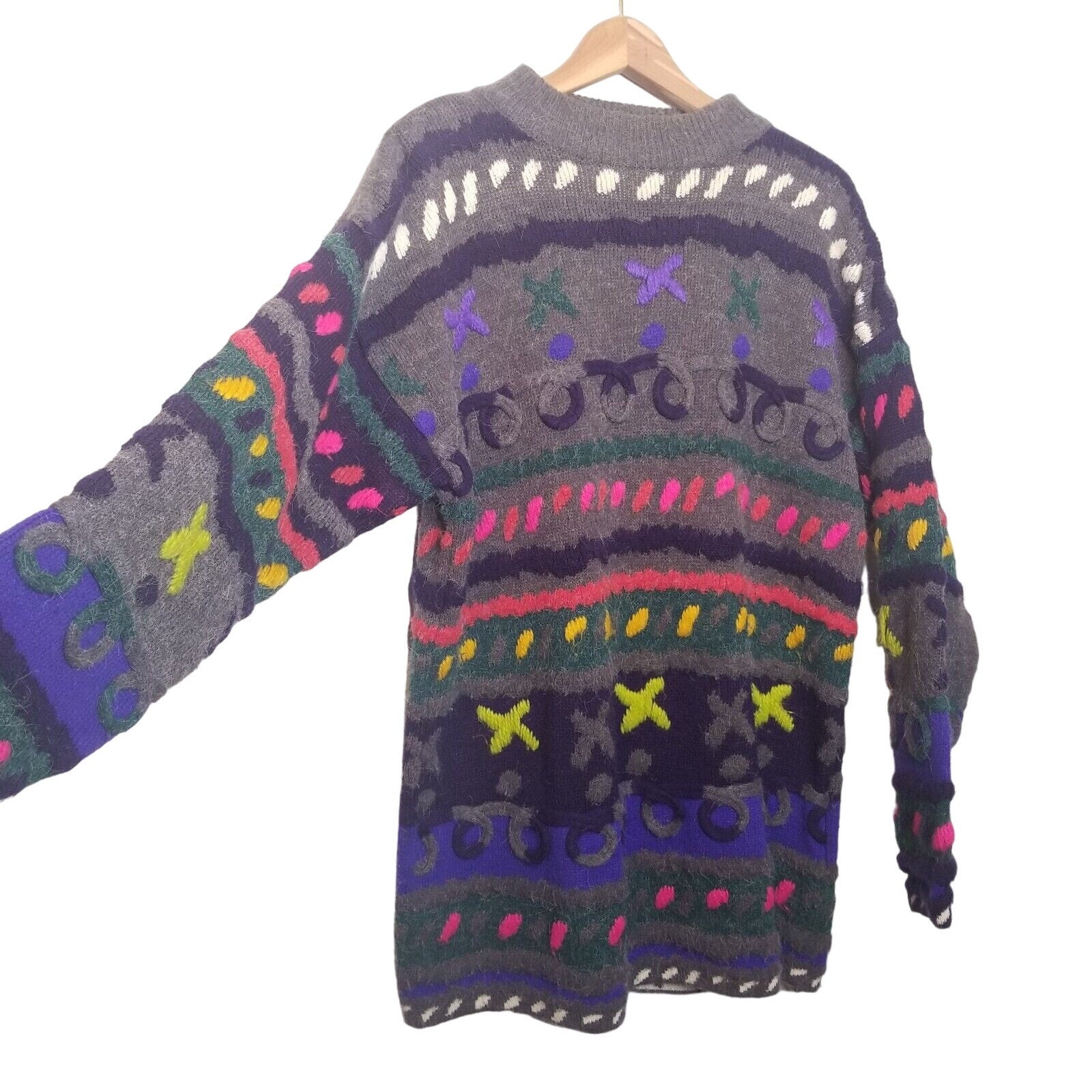 Vintage Abstract Women's Sweater Oversized Sz M Kitty Hawk Soft Acrylic ...