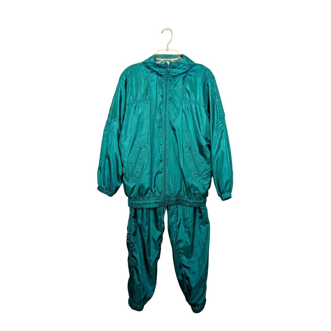 Vintage 80s Adidas Jogging Suit Women's Sz M Forrest Green Power Walker ...