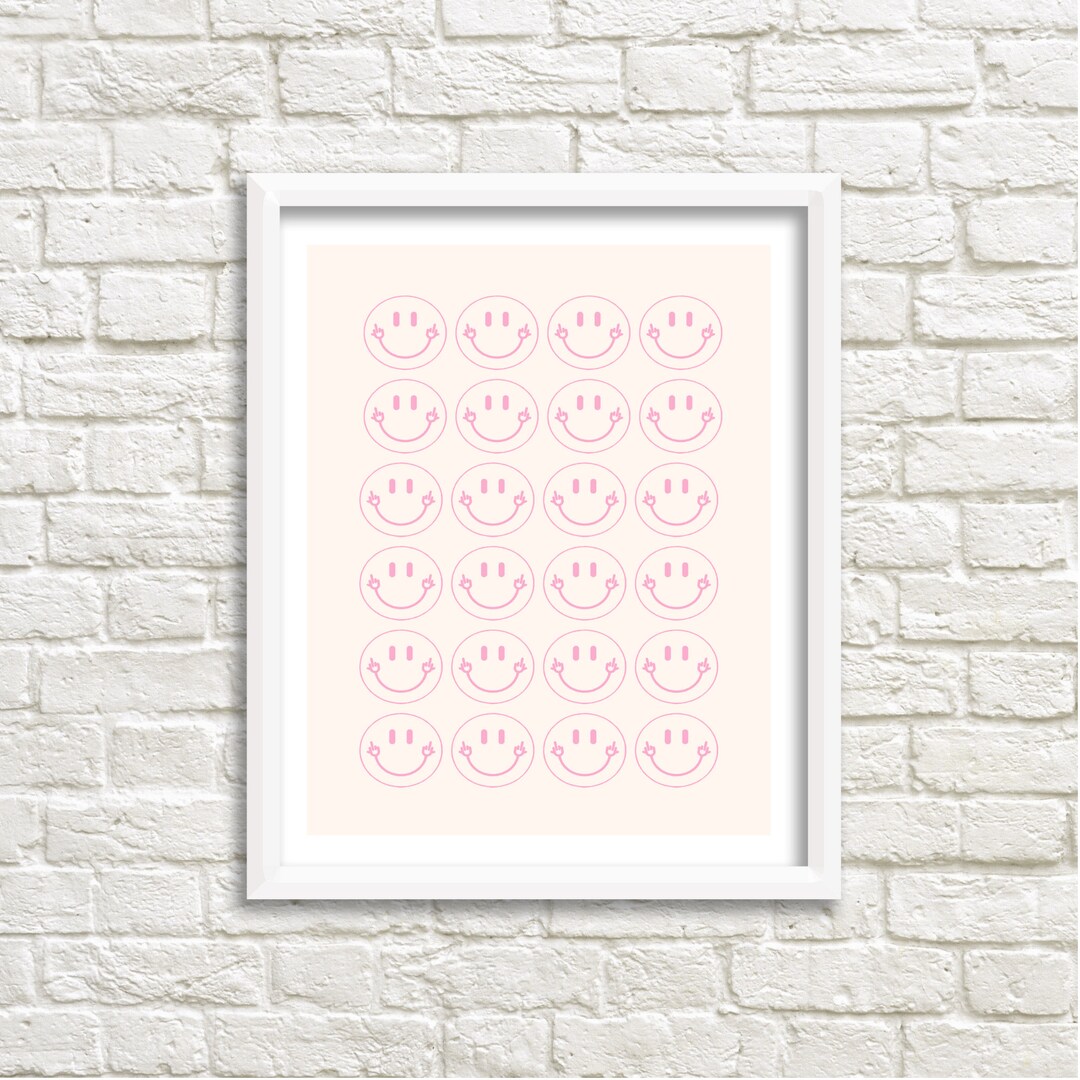 Middle Finger Smiley Face Digital Download Print - Pink Print ...