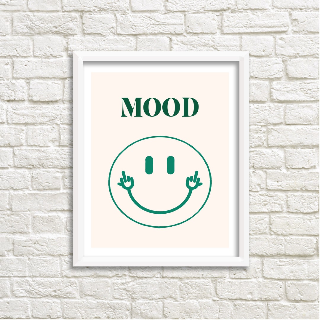 Middle Finger Smiley Face Digital Download Print - Trendy Print, Dorm ...