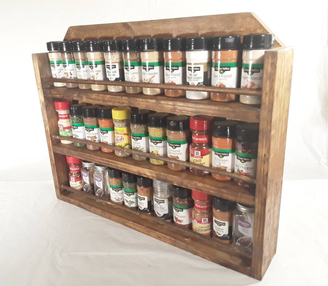 Made to Order Rustic Spice Rack Organizer for Counter Top Kitchen. 3 ...
