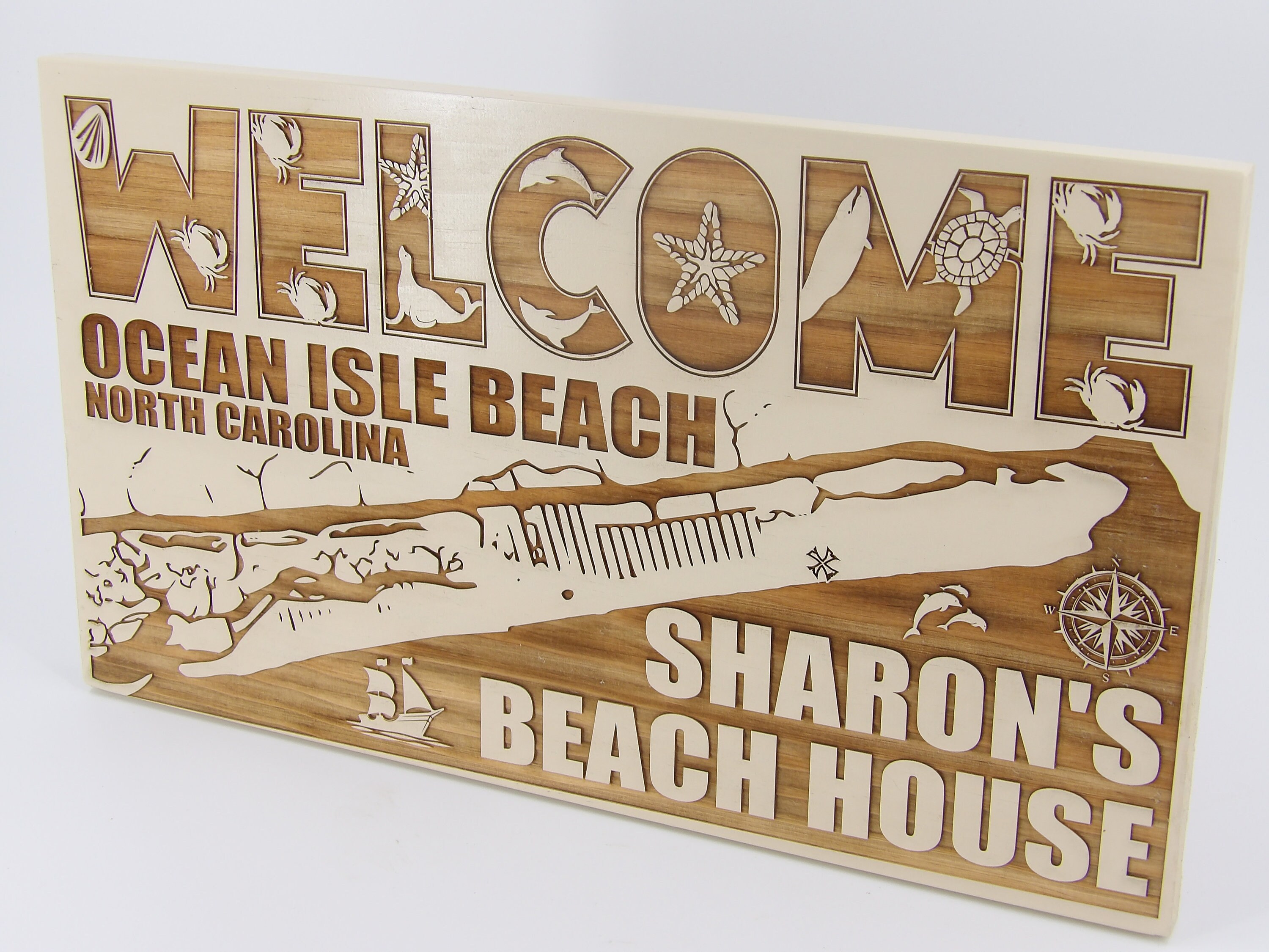 Wooden Welcome Sign With Maps, Artsy Fonts, Custom Wording. Laser ...