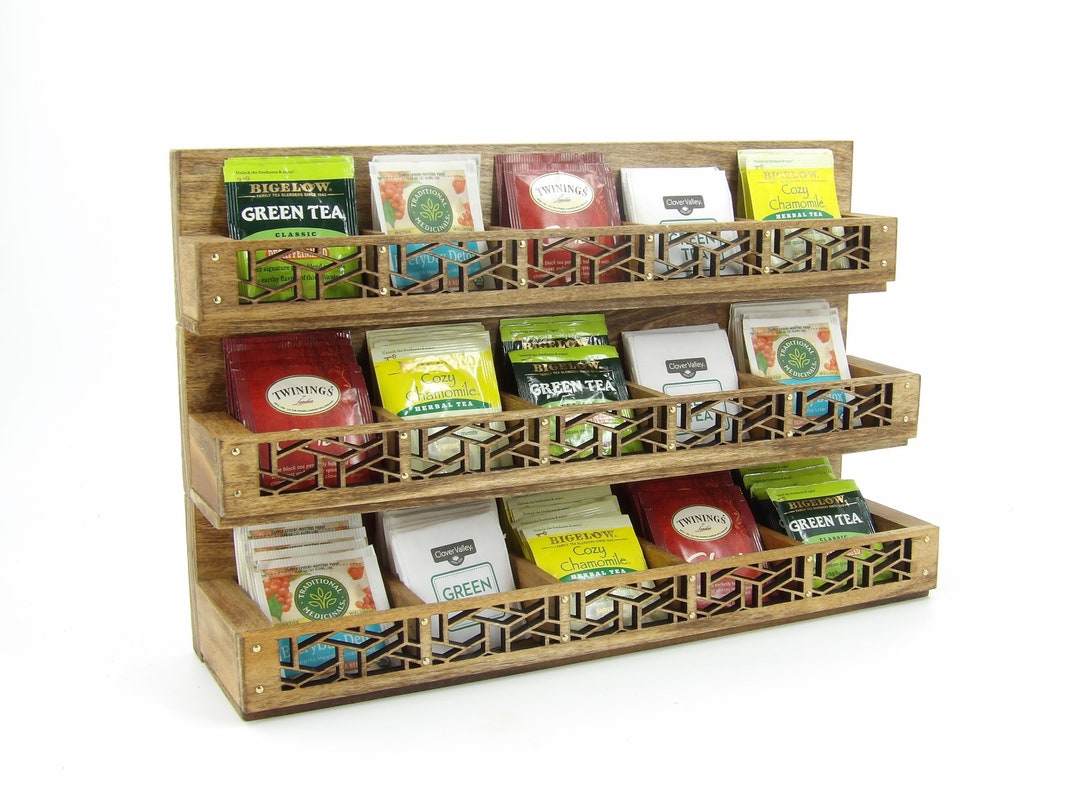 Made to Order Dark Tea Rack Organizer Rectangular Lattice Front for ...
