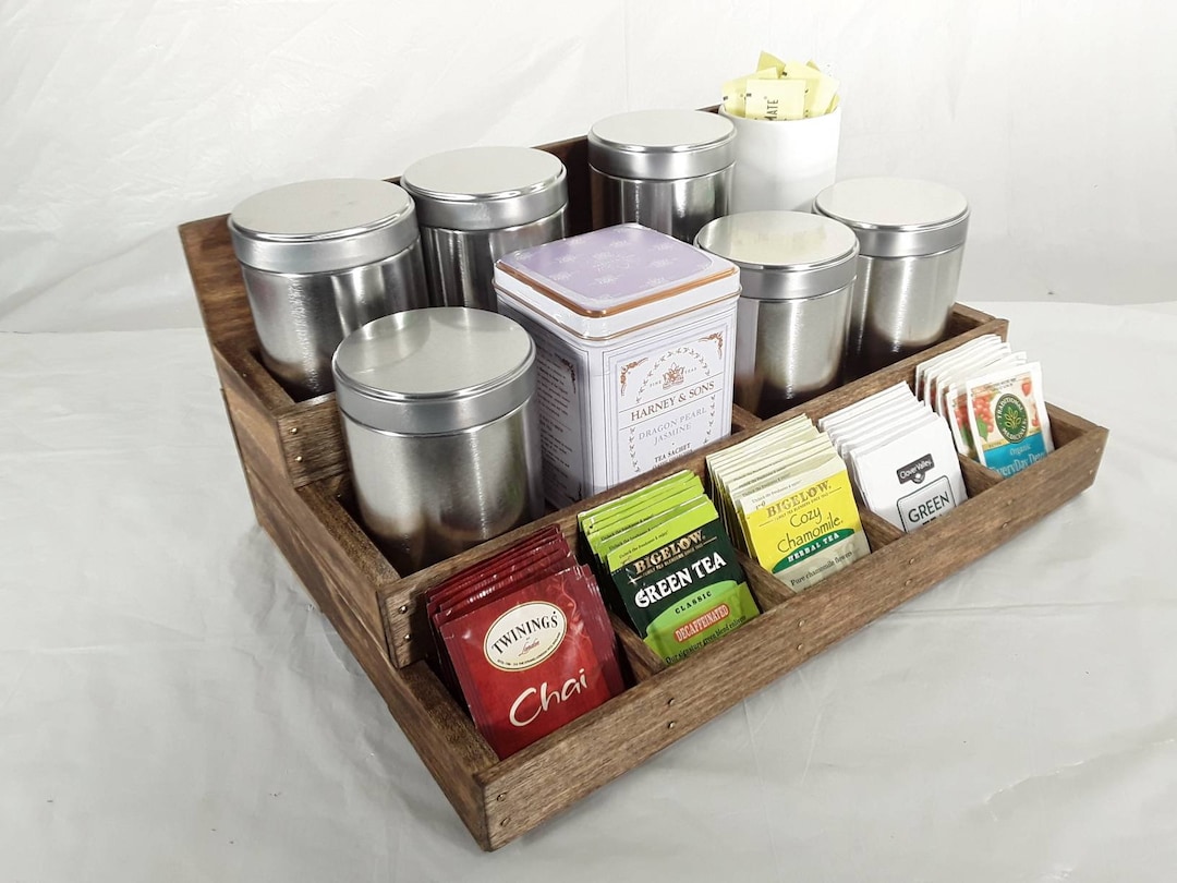 Made to Order Dark Tea Tin Rack Organizer for Loose Tea Tins. Hold 8 ...