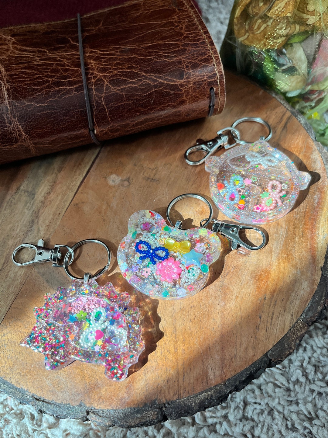 Resin Charm Handmade Keychain, Shaker Charm, Kawaii Resin Charm, Cute ...