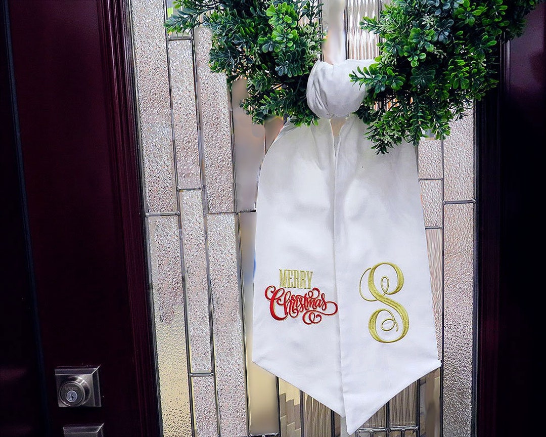 Monogrammed Christmas Wreath Sash, Christmas Sash for Front Door ...