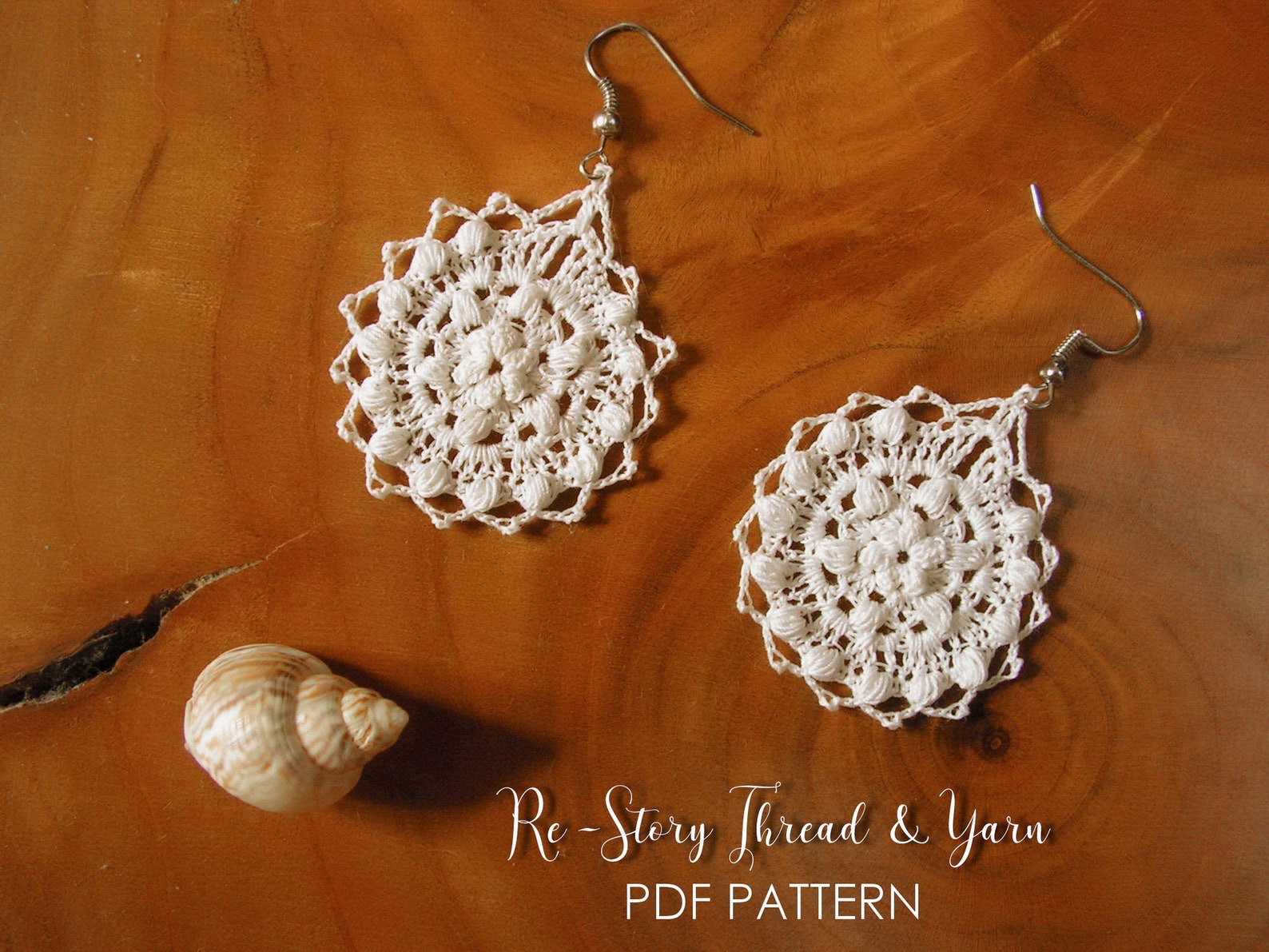 PATTERN - White Vintage Drop-shaped Earrings, Thread Crochet Earrings ...