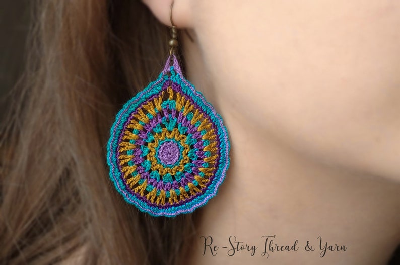 Crochet Jewelry DIGITAL PATTERN, Thread Crochet Earring Pattern, Photo ...
