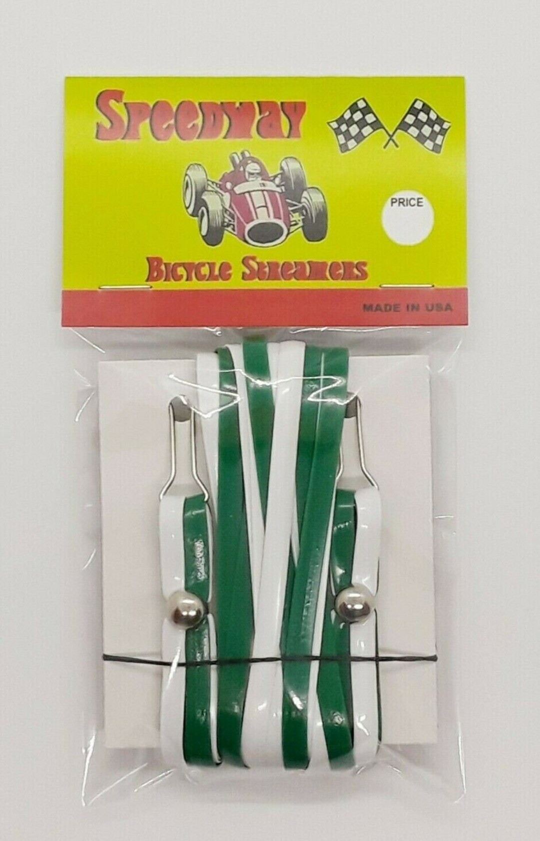 Speedway Handlebar Streamers Set of 2 Green & White Bike Bicycle ...