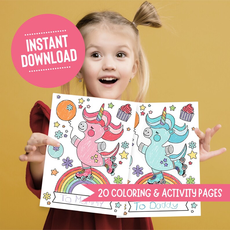 20 PRINTABLE Unicorn Coloring Pages Activity Sheets Kraft Activity ...