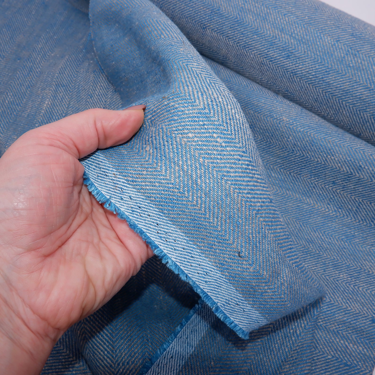 Herringbone Pure Linen Fabric, Very Heavy Weight Prewashed. 280 Gsm ...