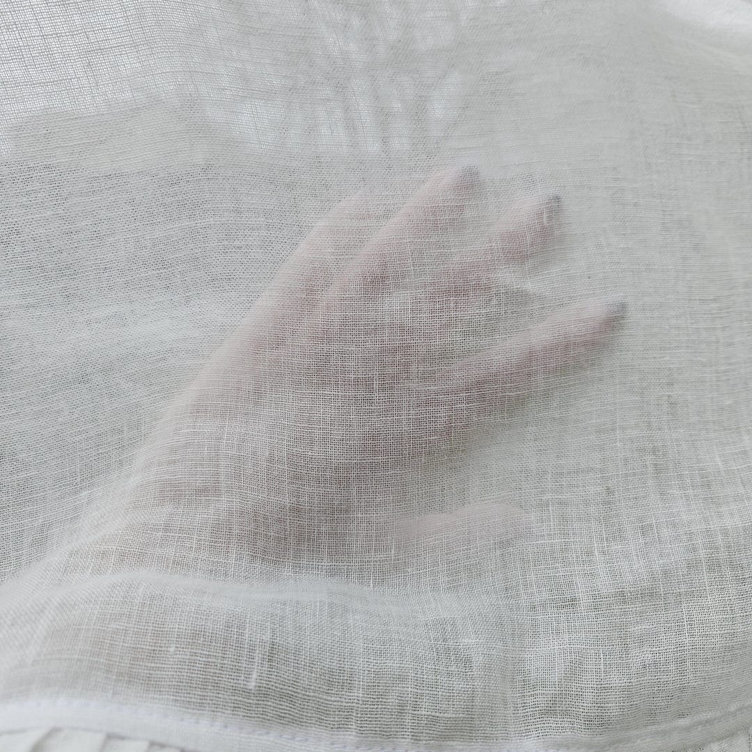 Thin Linen Fabric for Curtains Gauze 100% Flax Natural White ...