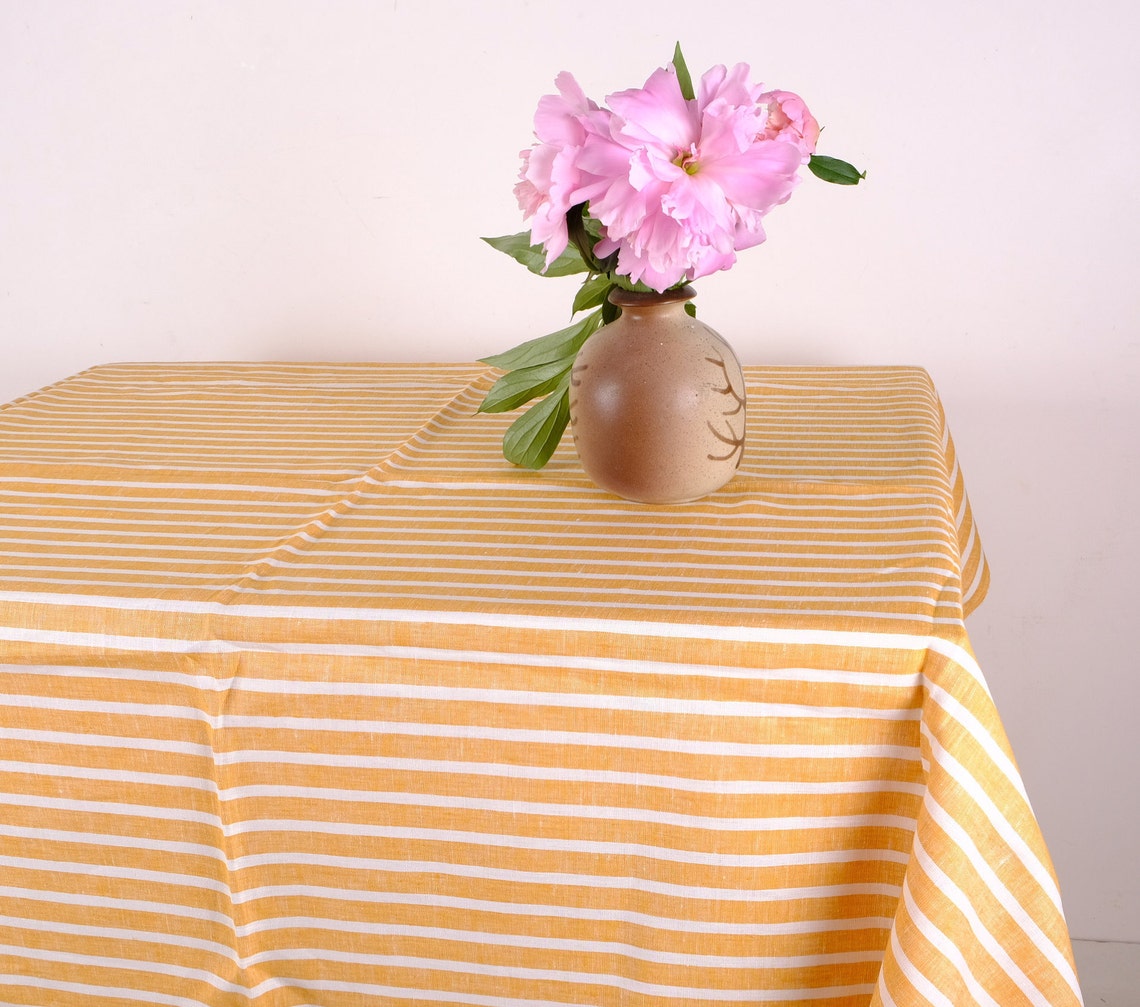 YELLOW mustard Linen tablecloth elegant linen tablecloth | Etsy
