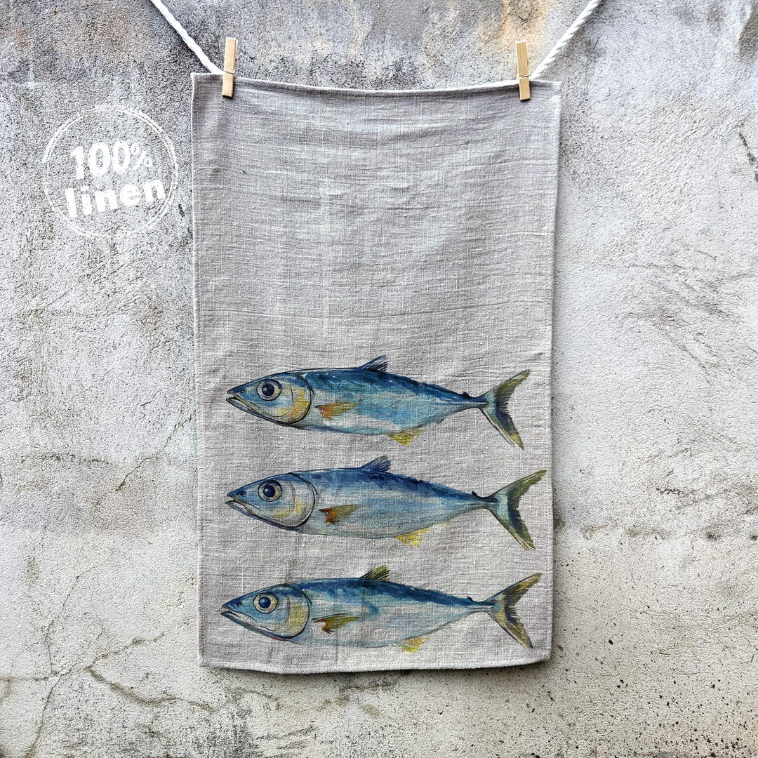 Herring Fish Towel Linen, Nature Home Decor, Winter Holiday Gift for ...