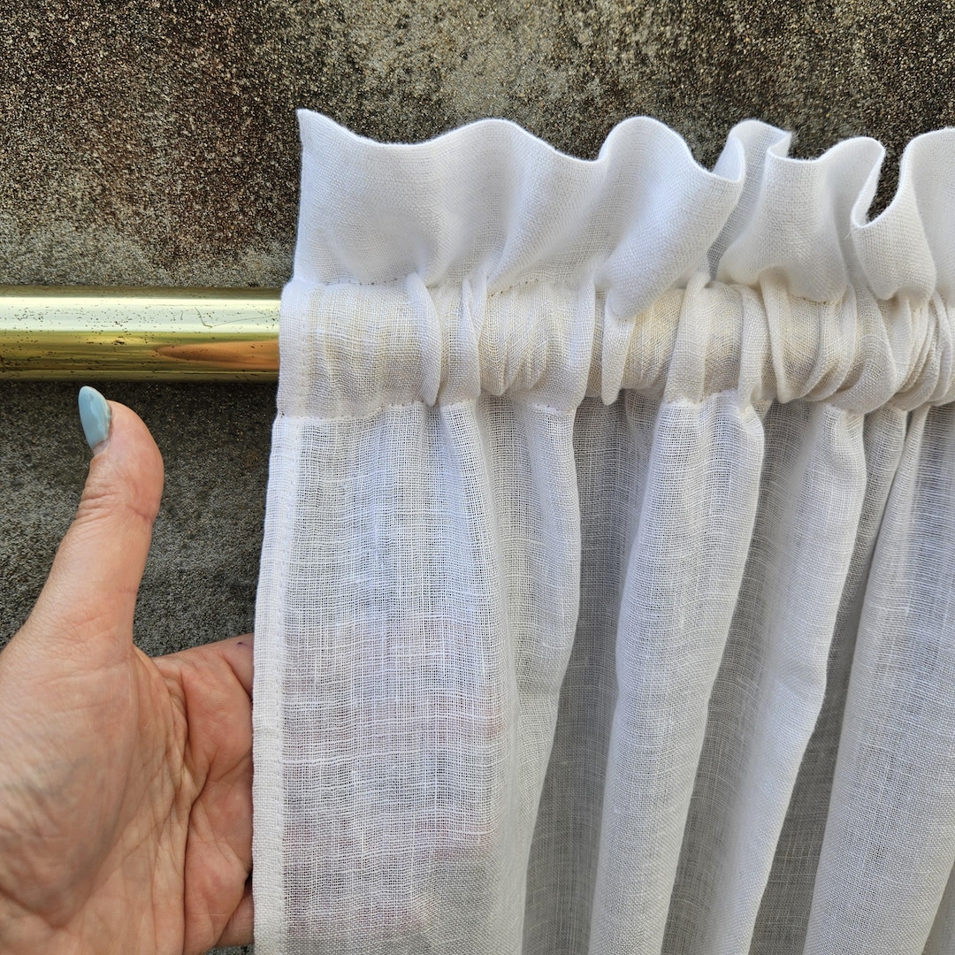 Cafe Curtains 100% Linen Softened - Window Panel With Header Ranch ...