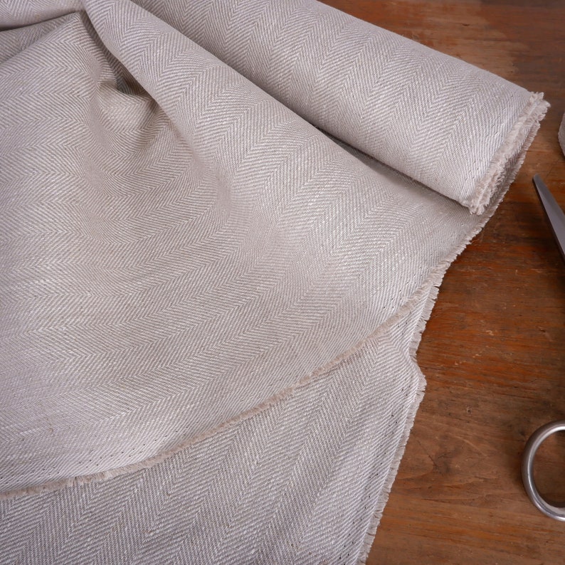 RED Herringbone Pure Linen Fabric, Very Heavy Weight Prewashed. 280 Gsm ...
