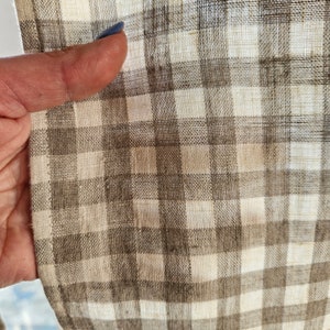 Natural Checks Semi SHEER Curtains 100% Linen Window Panel. Kitchen ...