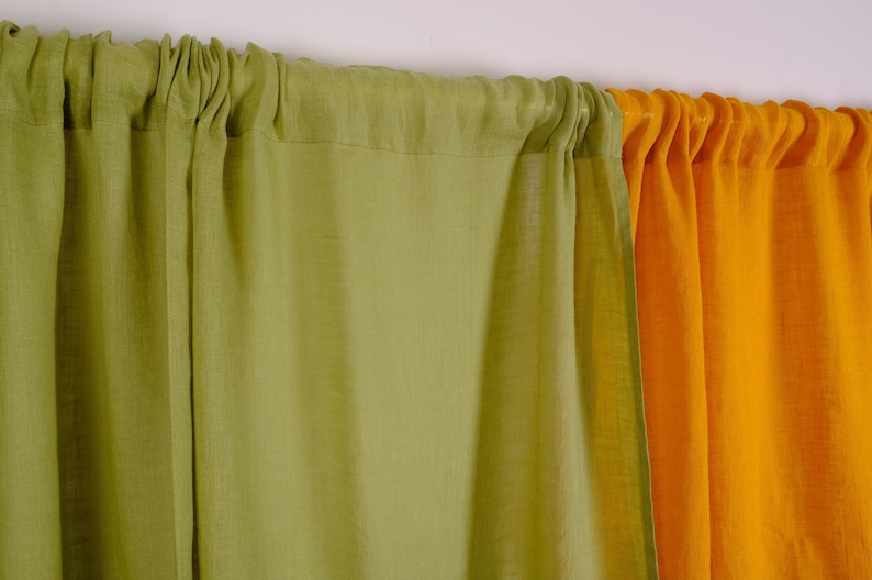 YELLOW SHEER Curtains 100% Linen Gauze Window Panel. Kitchen - Etsy