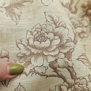 Softened Floral Pattern Linen Fabric, Heavy Weight Linen Upholstery ...