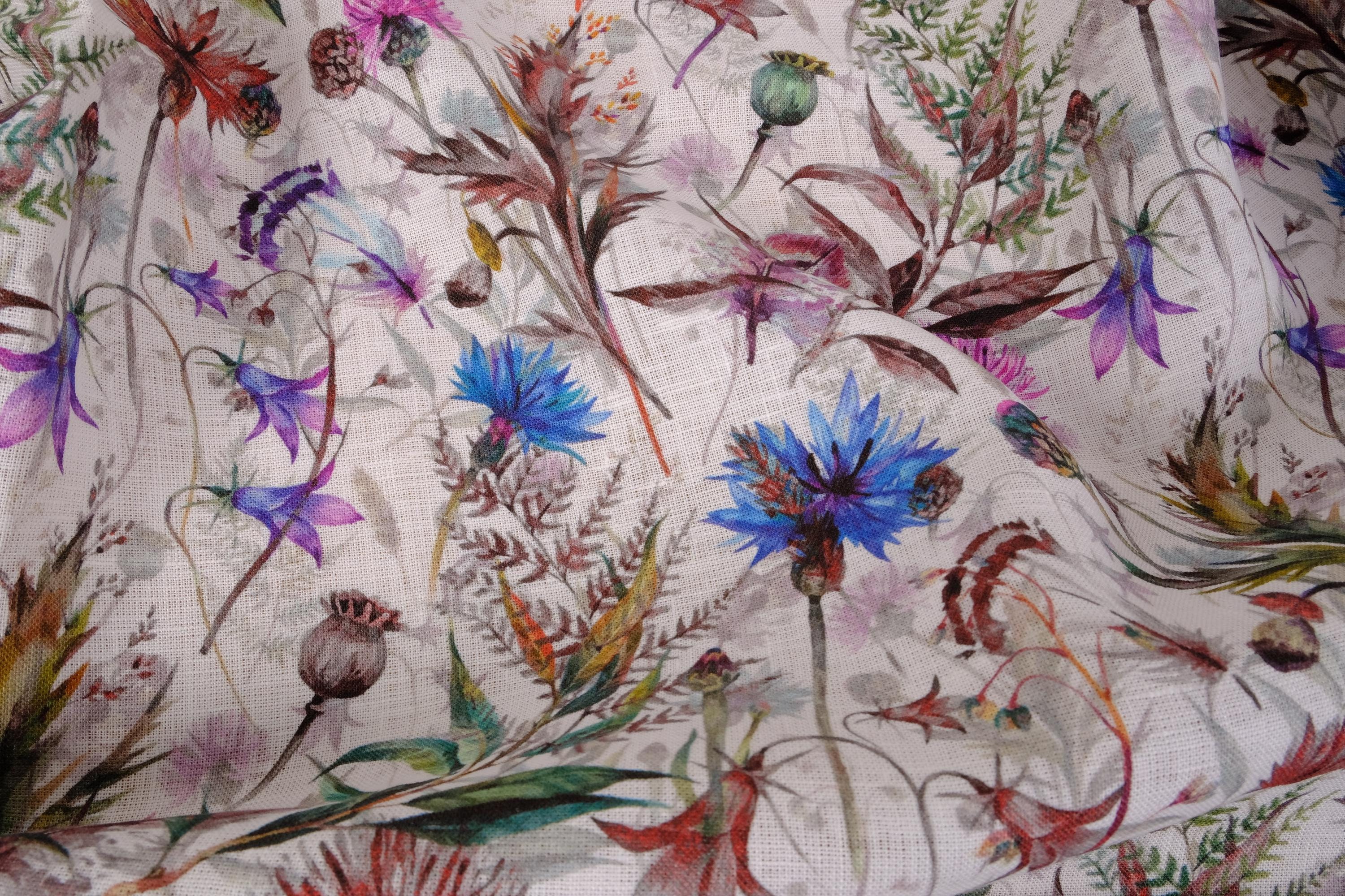 Softened Floral Pattern Linen Fabric With Flowers Linen - Etsy