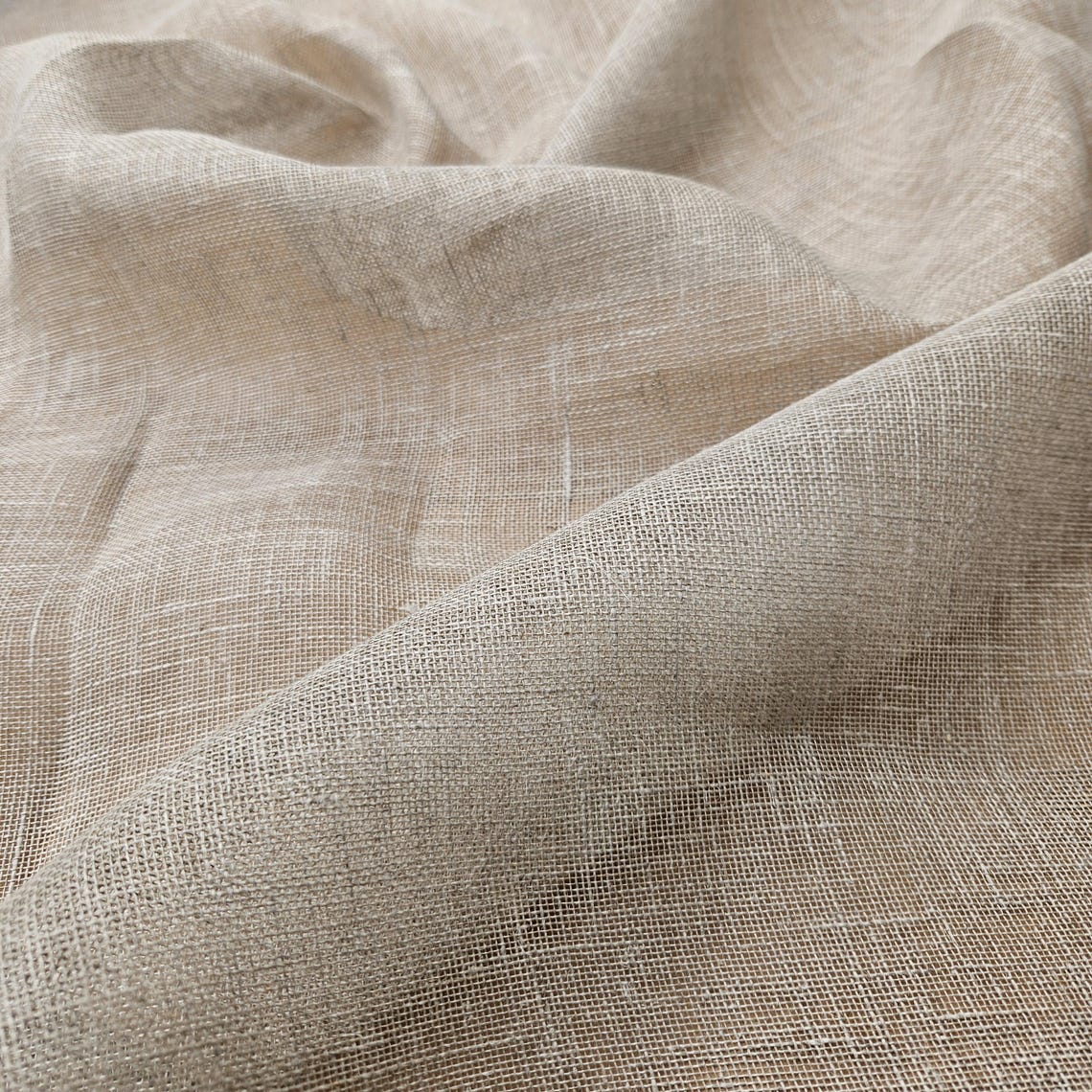 Natural Thin Linen Fabric for Curtains 100% Flax Transparent, Loose ...