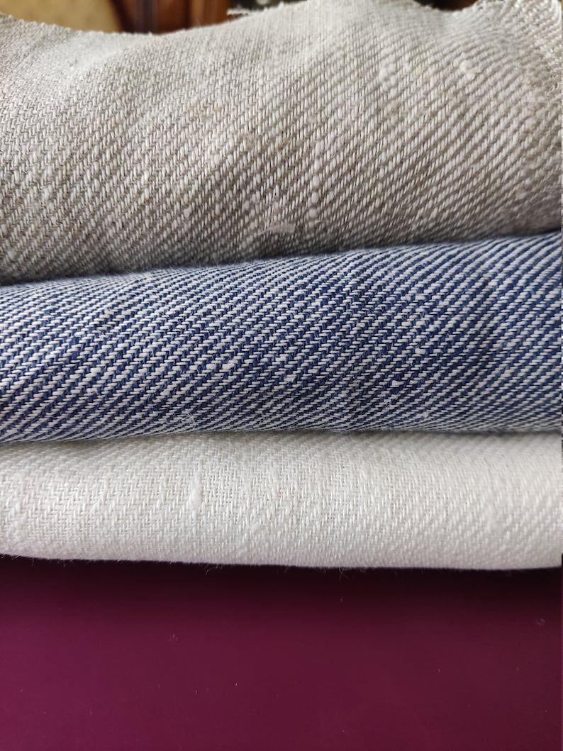 Twill Pure Linen Fabric, Very Heavy Weight, Undyed, Prewashed. 280 Gsm ...