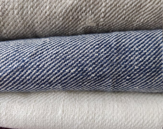 Herringbone Pure Linen Fabric, Very Heavy Weight Prewashed. 280 Gsm ...