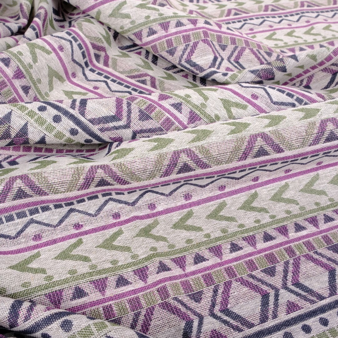 Geometric Pattern Linen Fabric, Heavy Weight Linen, Reversible by the ...