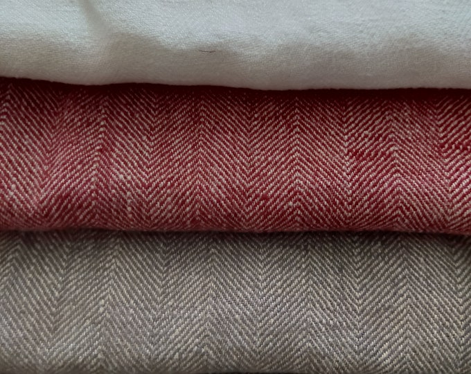 Herringbone Pure Linen Fabric, Very Heavy Weight Prewashed. 280 Gsm ...