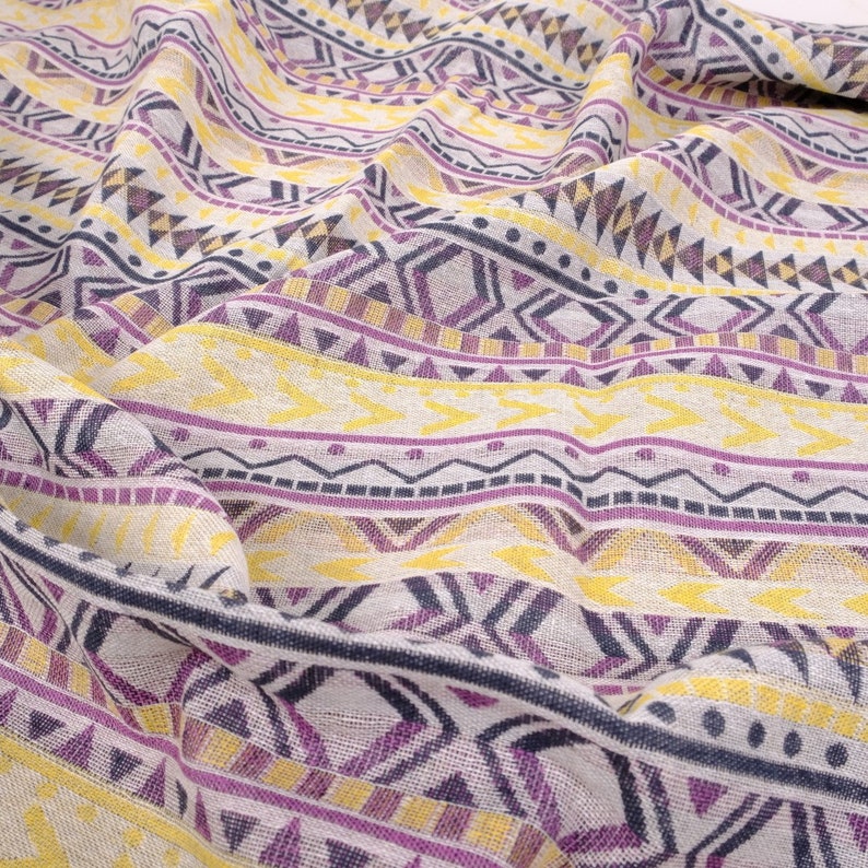 Geometric Pattern Linen Fabric Heavy Weight Linen by the - Etsy