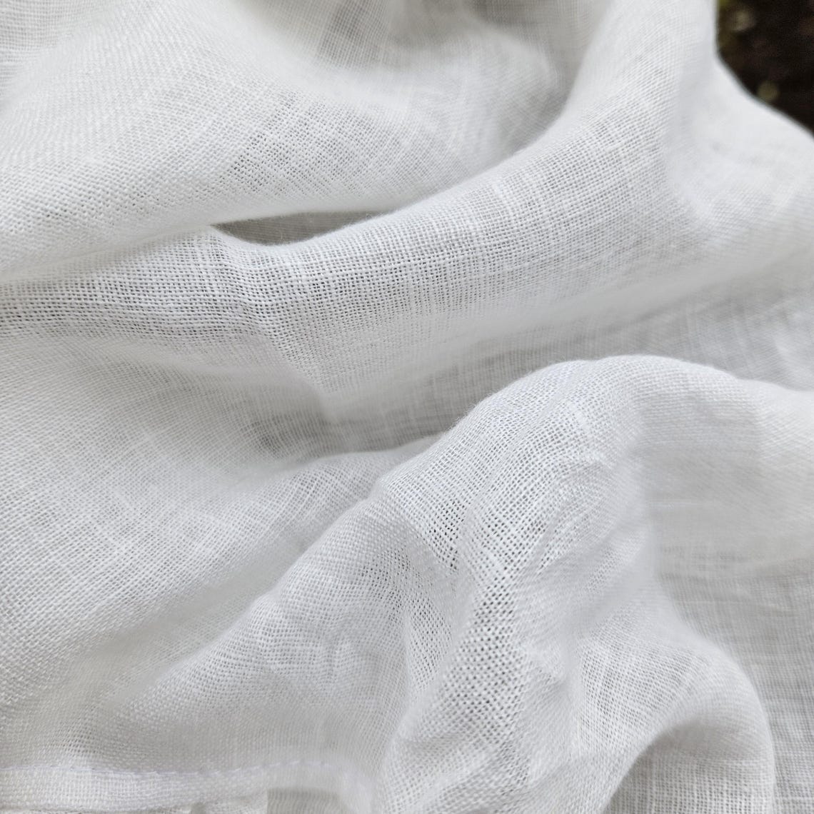 Thin Linen Fabric for Curtains Gauze 100% Flax Natural White ...