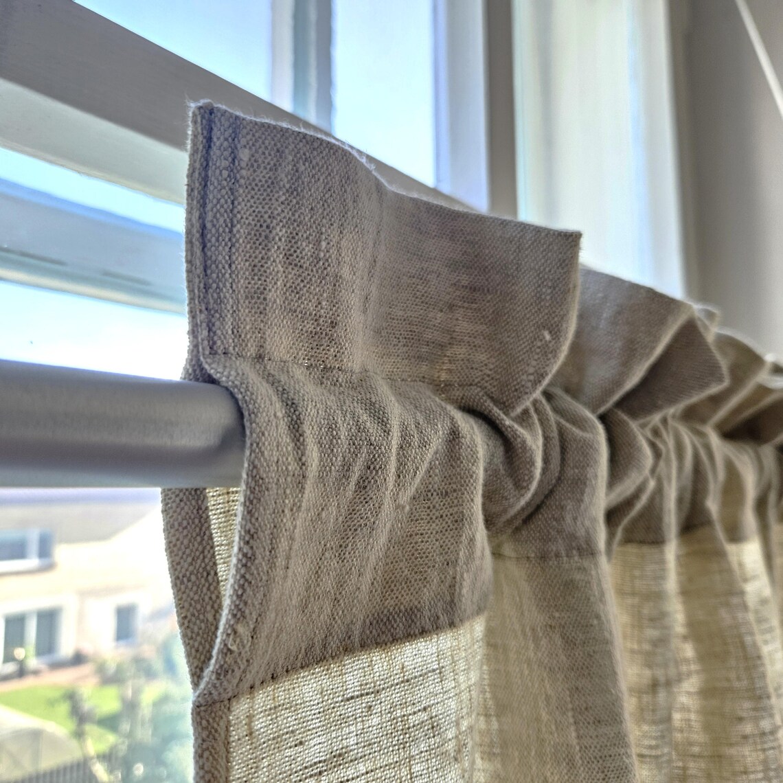 Curtains 100% Linen Striped Wih Header Softened Window Panel. Kitchen ...