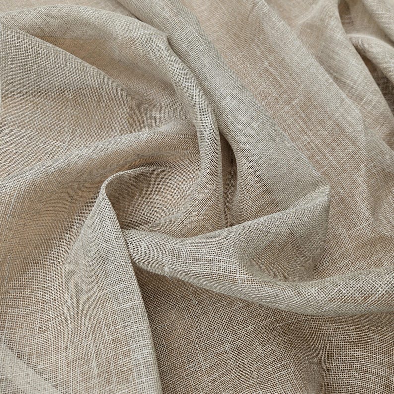 Natural Thin Linen Fabric for Curtains 100% Flax Transparent, Loose ...