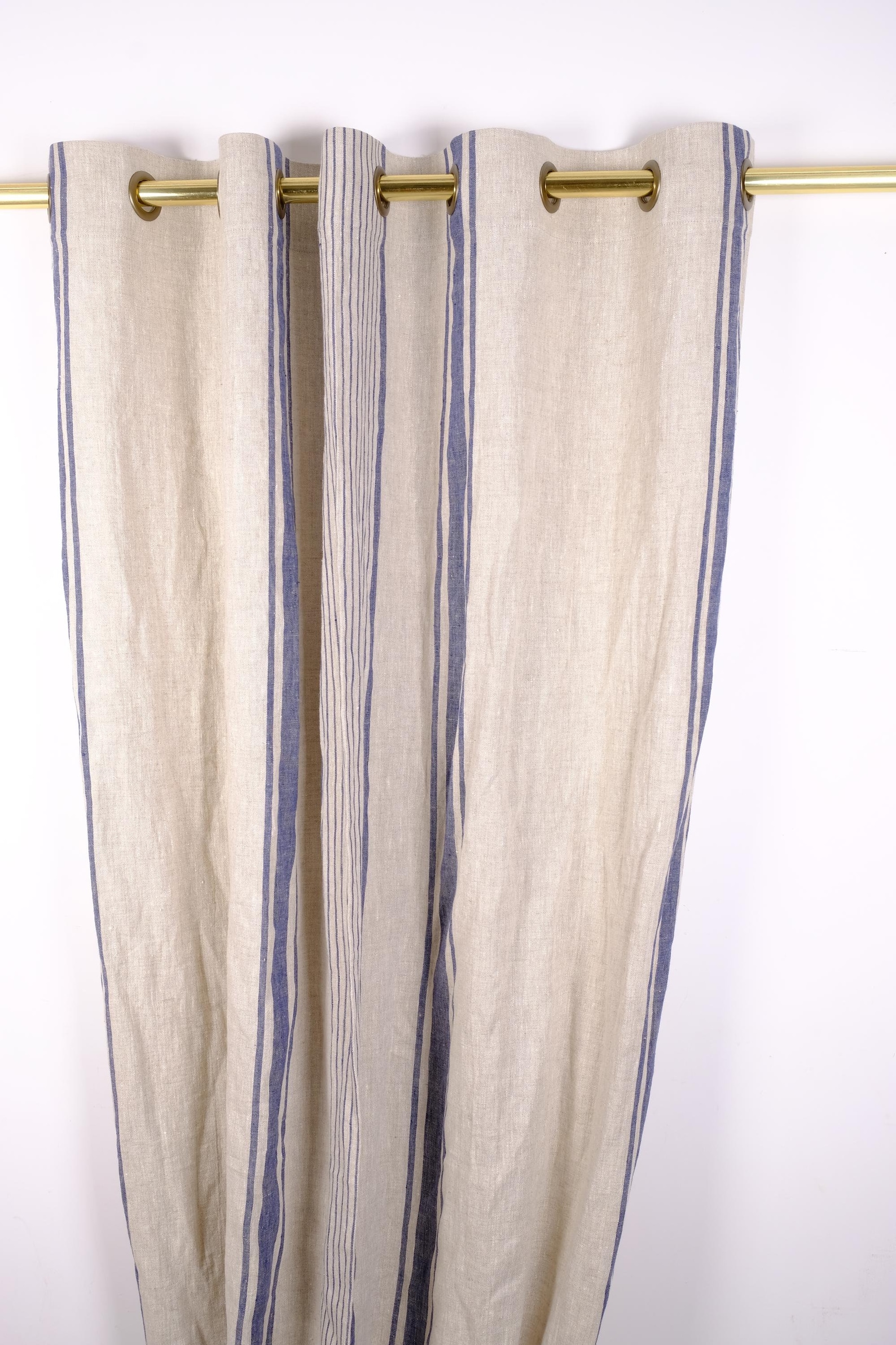 Curtains 100% Linen Striped Softened Window Panel. Kitchen - Etsy
