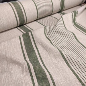 Heavy Striped Linen Fabric by the Yard or Meter 140cm Width. 240gsm for ...