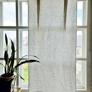 Tie up Curtain Linen Valance OATMEAL Linen Curtain 100% Linen Softened ...